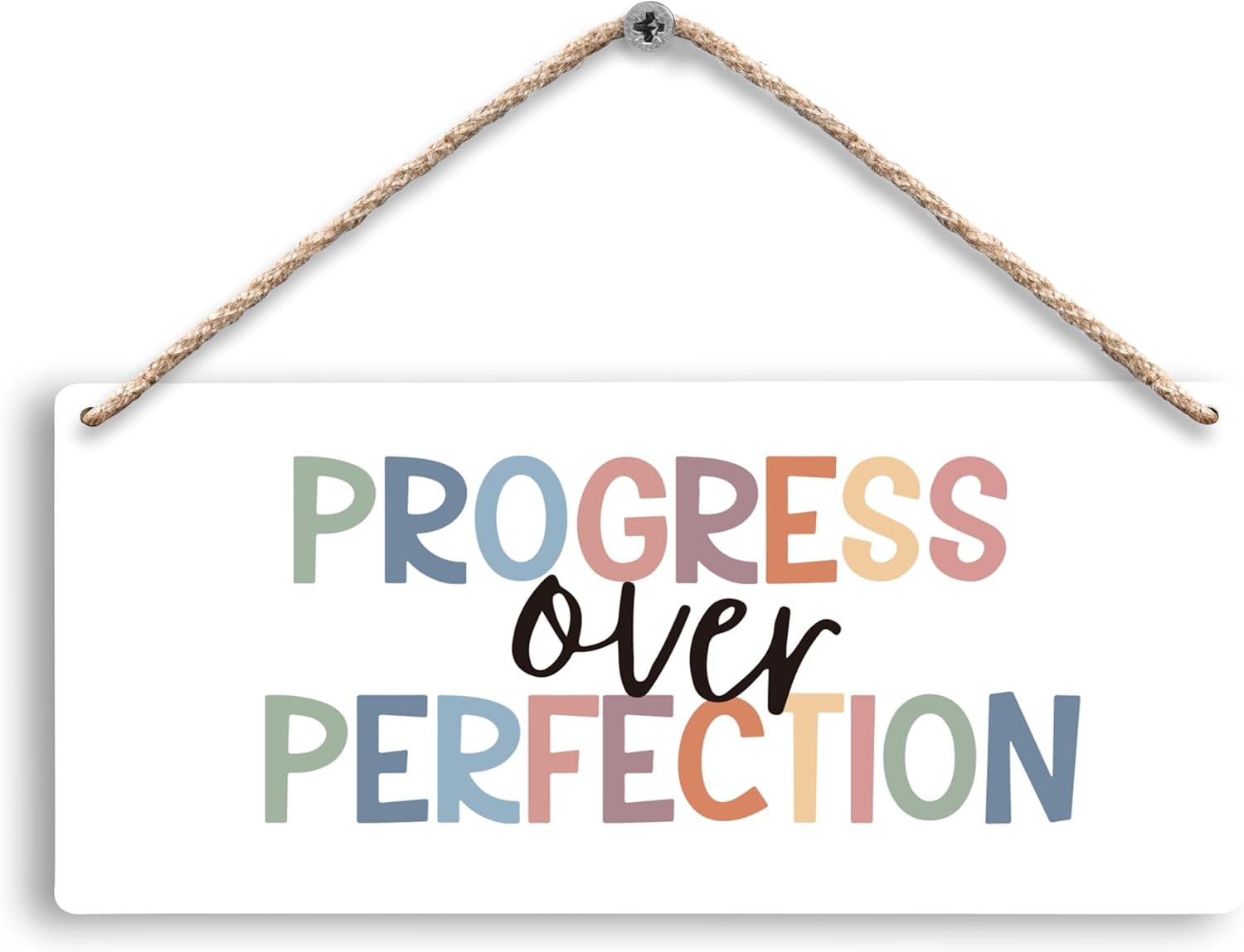Wood Sign 6x12 Inch Inspirational Progress Over Perfection Hanging ...