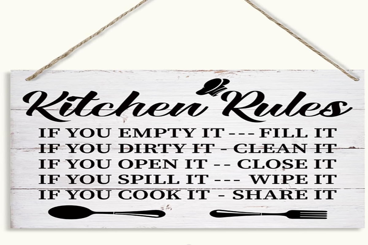 Wood Sign 6x12 Inch Kitchen Rules Sign Kitchen Decor Hanging Wooden ...