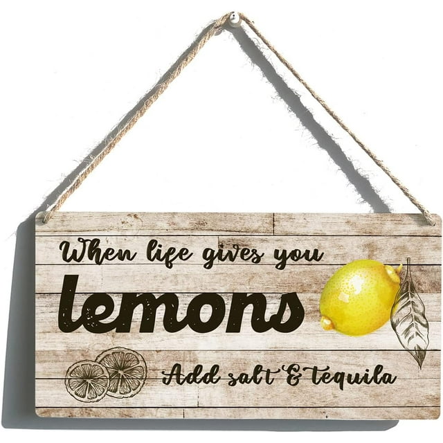 Wood Sign 6x12 Inch Lemon Wood Signs Farmhouse When Life Gives You ...