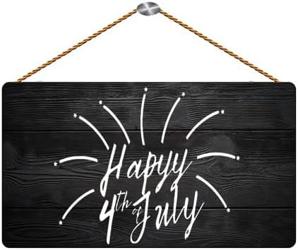 Wood Sign 6x12 Inch Patriotic Wooden Hanging Sign Happy July 4th Tv Art ...