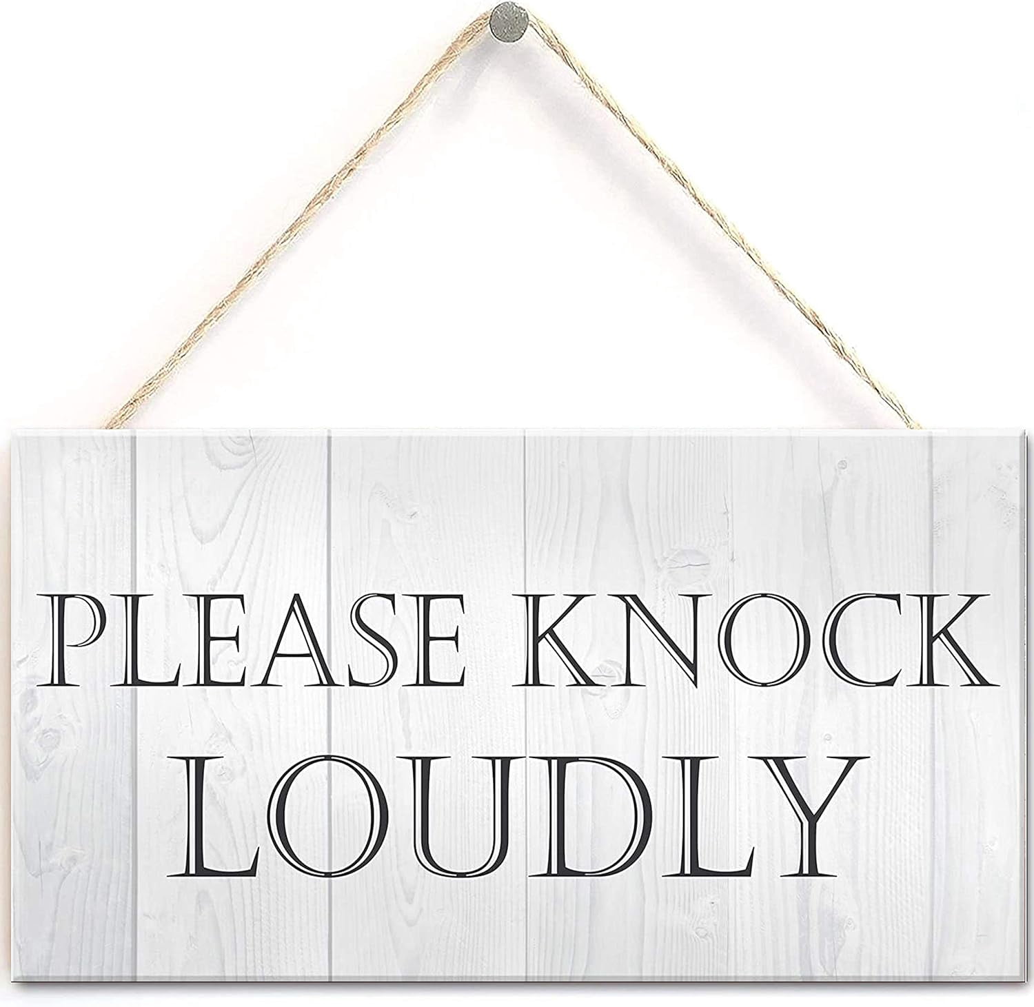 Wood Sign 6x12 Inch Please Knock Loudly Hanging Door Sign Plastic ...