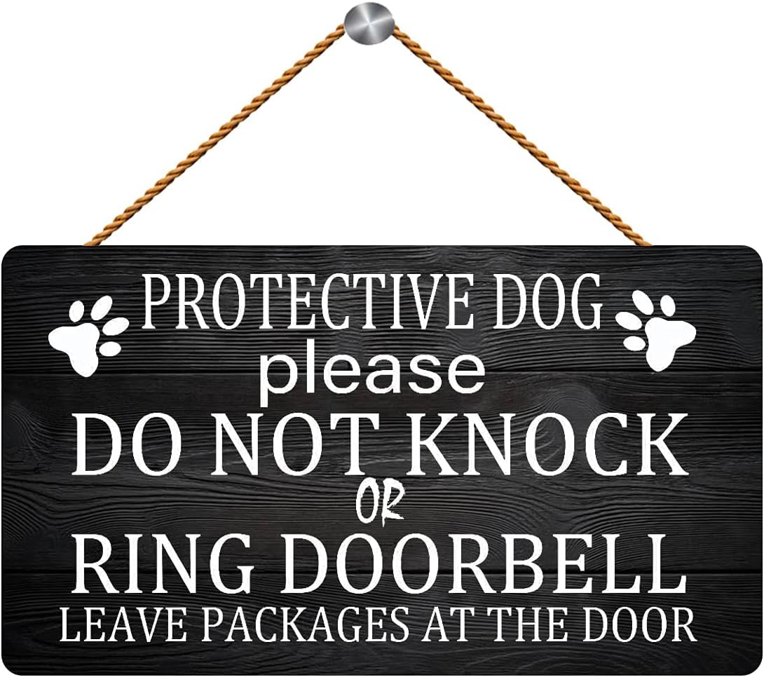 Wood Sign 6x12 Inch Protective Dog Please Do Not Knock Or Ring Doorbell ...