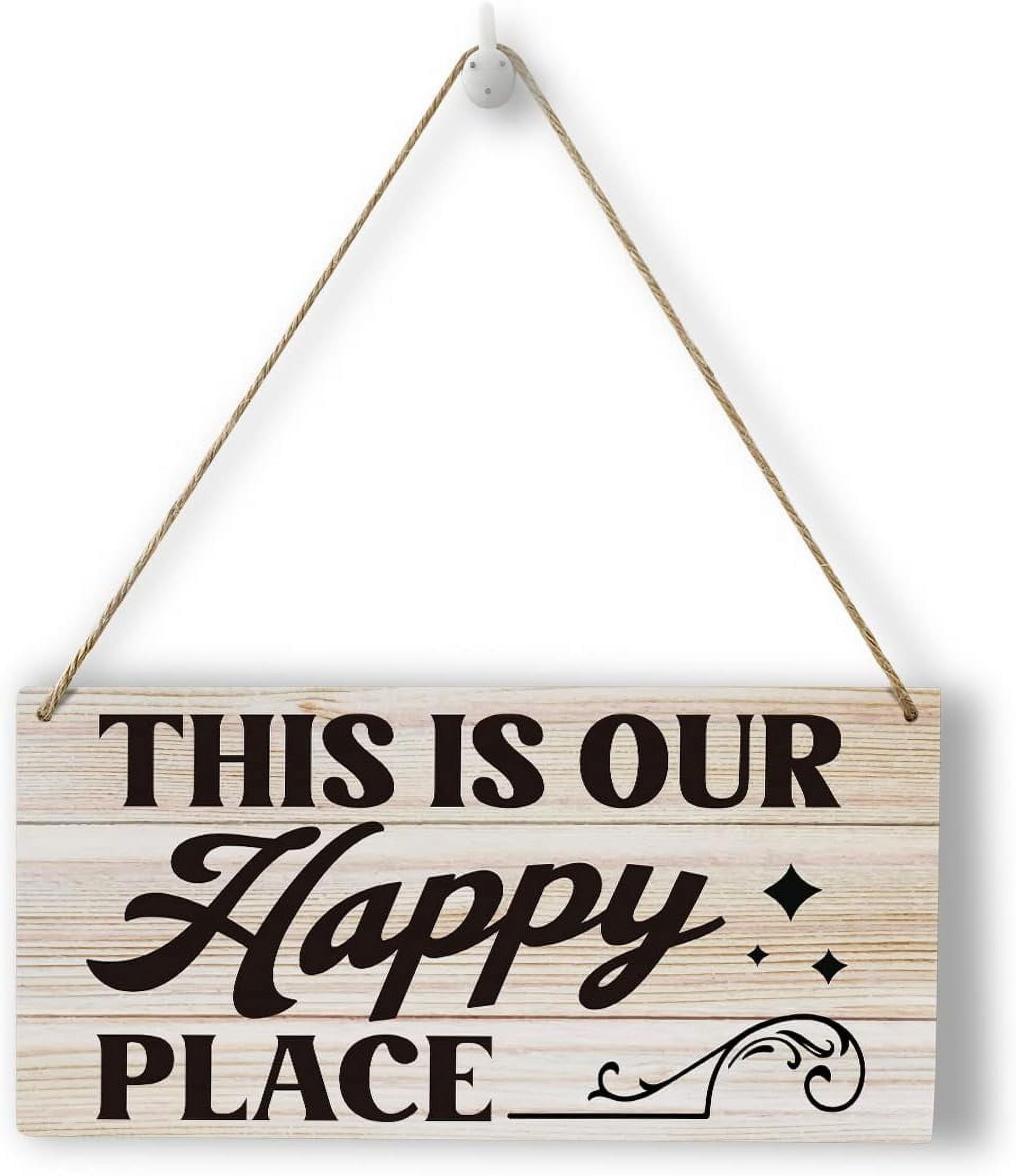Wood Sign 6x12 Inch Rustic Welcome Wood Signs This Is Our Happy Place ...