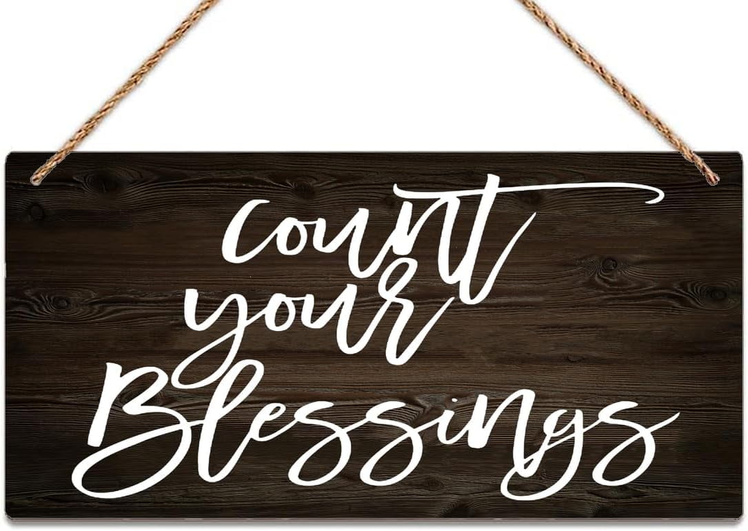Wood Sign 6x12 Inch Rustic Wooden Door Hanging Wall Art Sign Count Your ...
