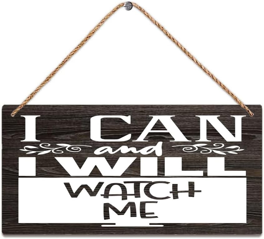 Wood Sign 6x12 Inch Rustic Wooden Door Hanging Wall Art Sign I Can And ...