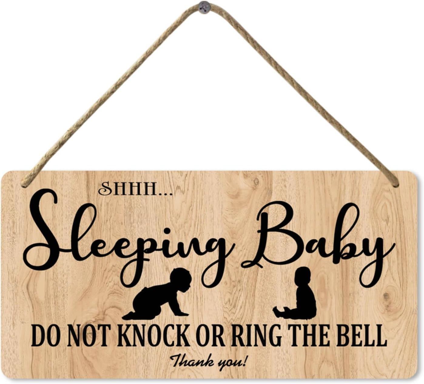 Wood Sign 6x12 Inch Shhh Sleeping Baby Door Sign Wooden Hanging Wall ...