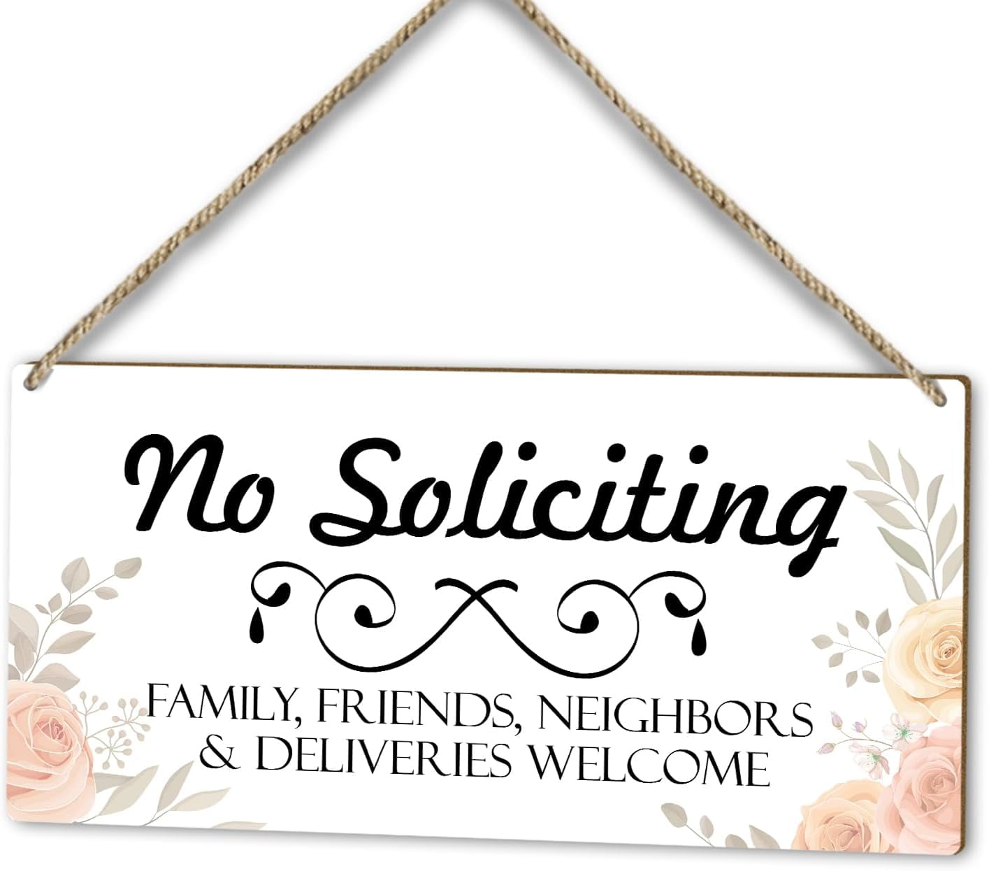 Wood Sign 6x12 Inch No Soliciting Family Friend Neighbor Deliver ...