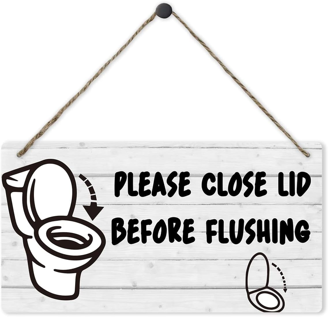 Wood Sign 6x12 Inch Toilet Warning Wood Signs Please Close Lid Before ...