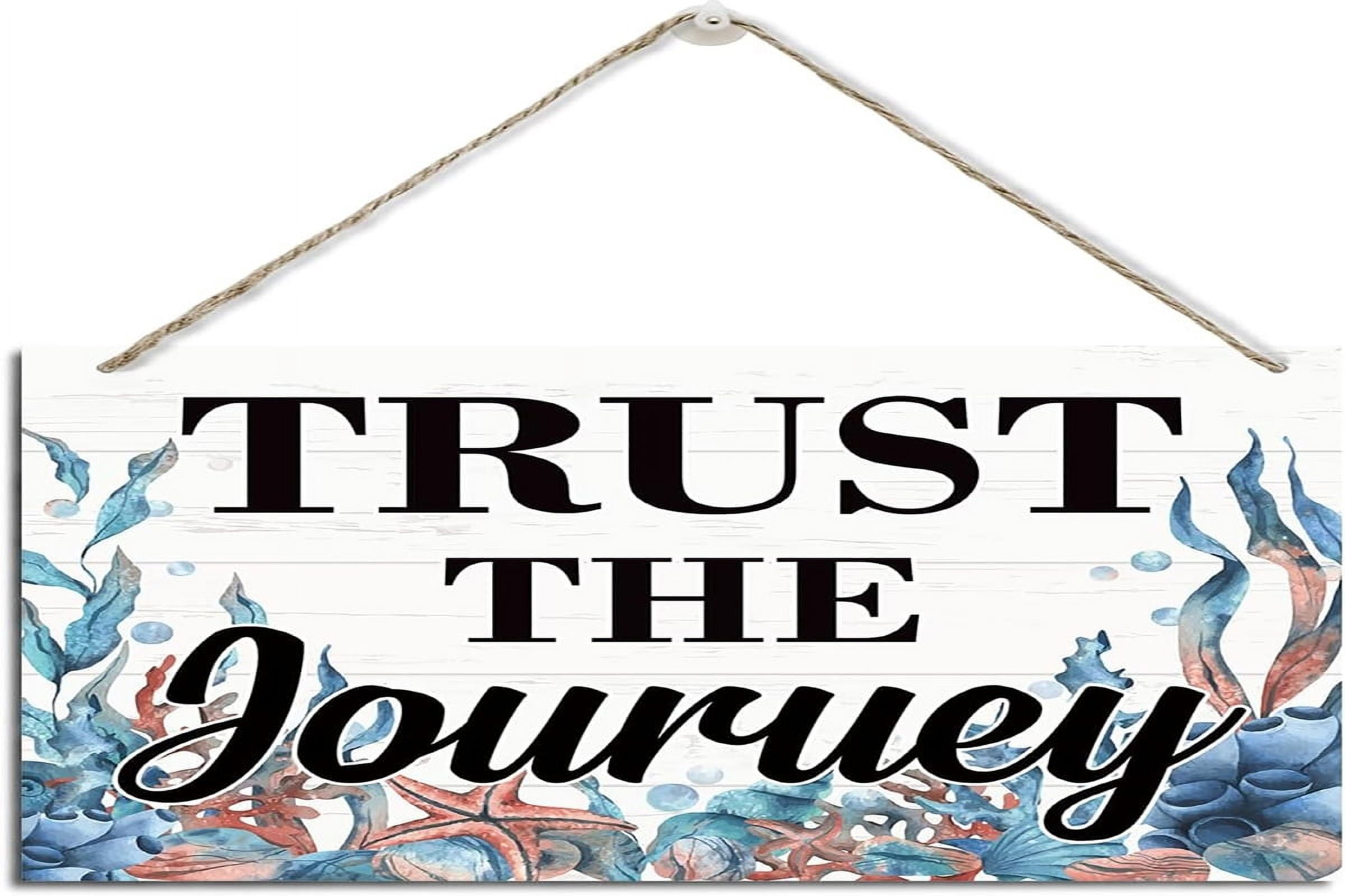 Wood Sign 6x12 Inch Trust The Journey Sign Beach Decor Hanging Wood ...
