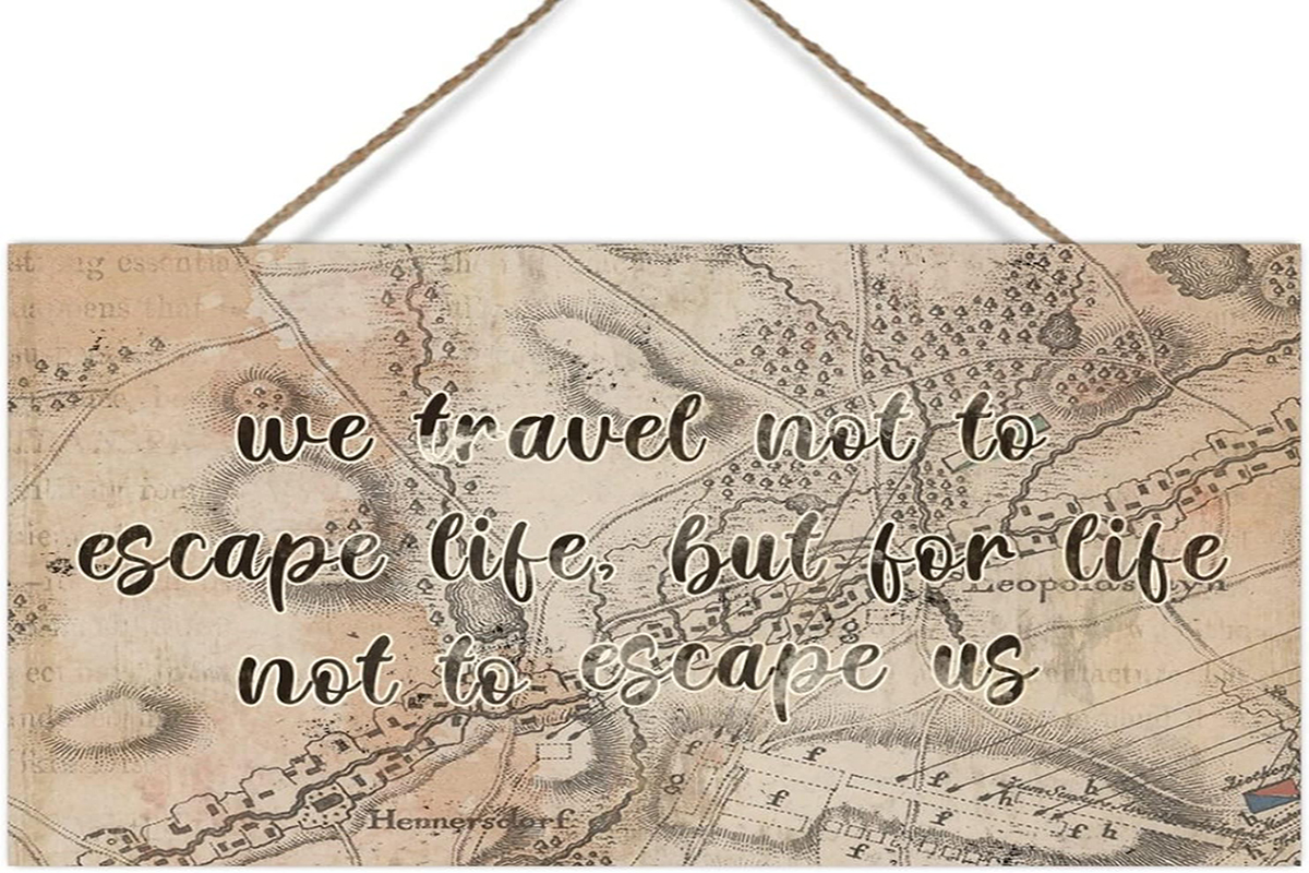 Wood Sign 6x12 Inch Vintage Map Sign Plaque We Travel Not To Life Wood ...