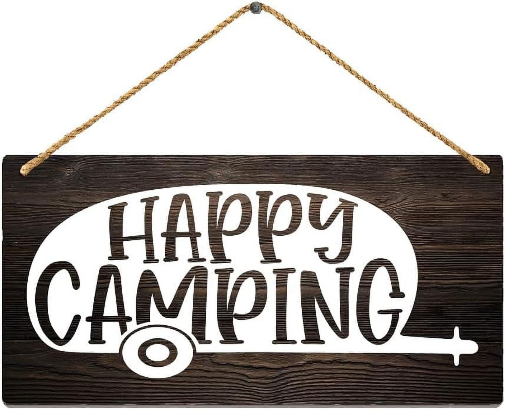 Wood Sign 6x12 Inch Wall Art Decor Wooden Sign Happy Camping Sign ...