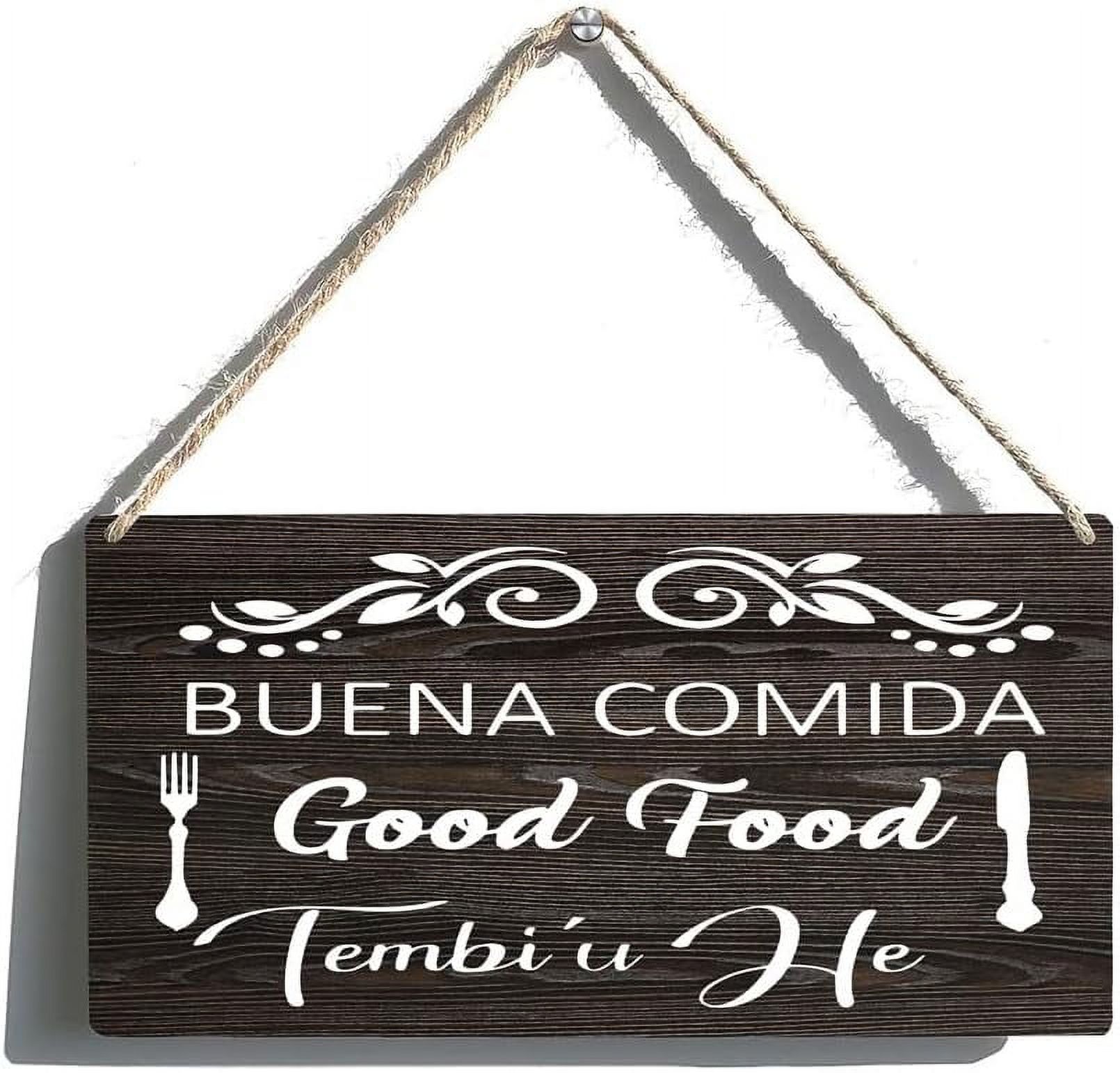 Wood Sign 6x12 Inch Wall Art Decor Wooden Sign Spanish Sign Cocina Good ...
