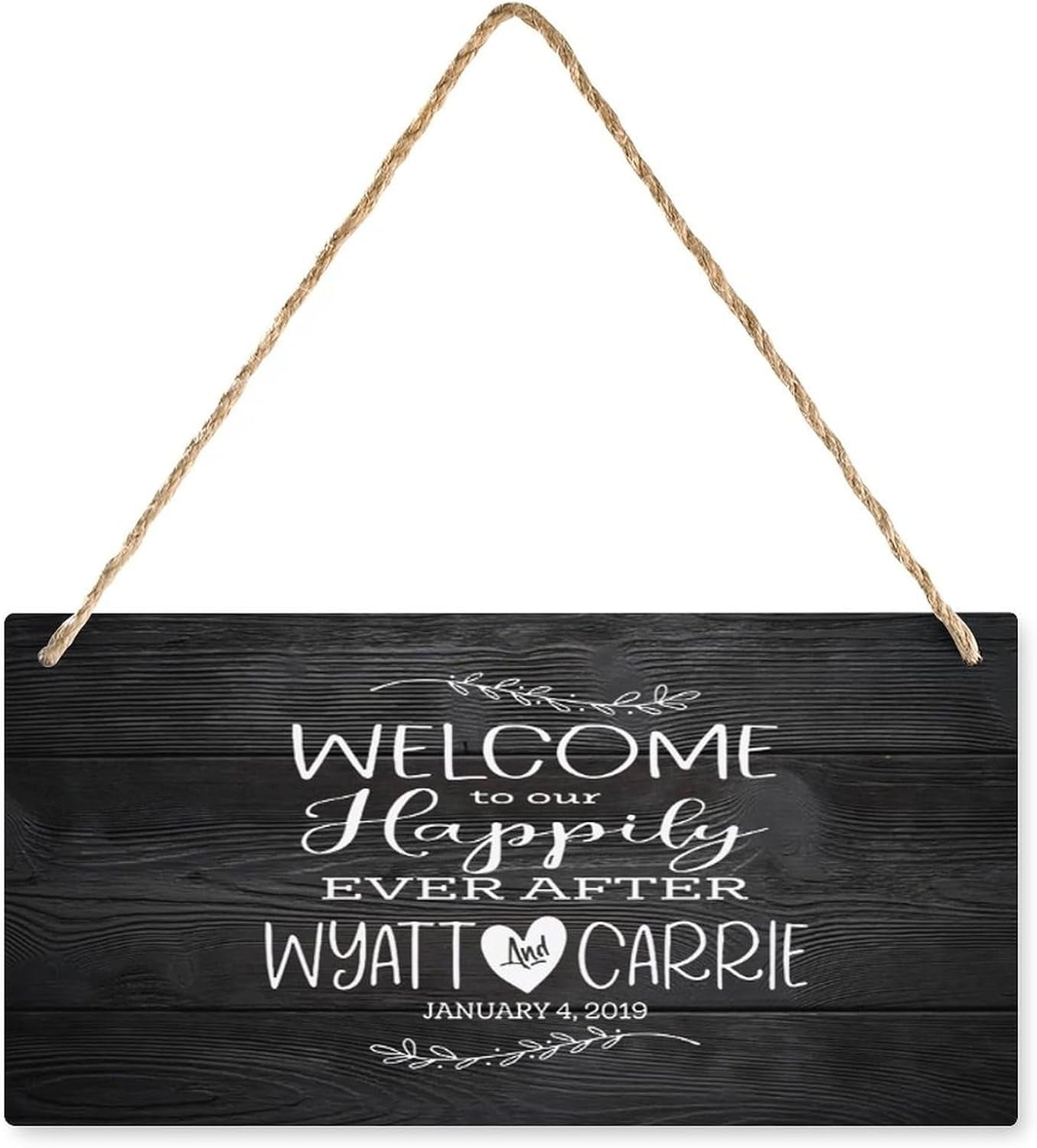 Wood Sign 6x12 Inch Welcome To Our Happily Funny Wall Decor Signs ...