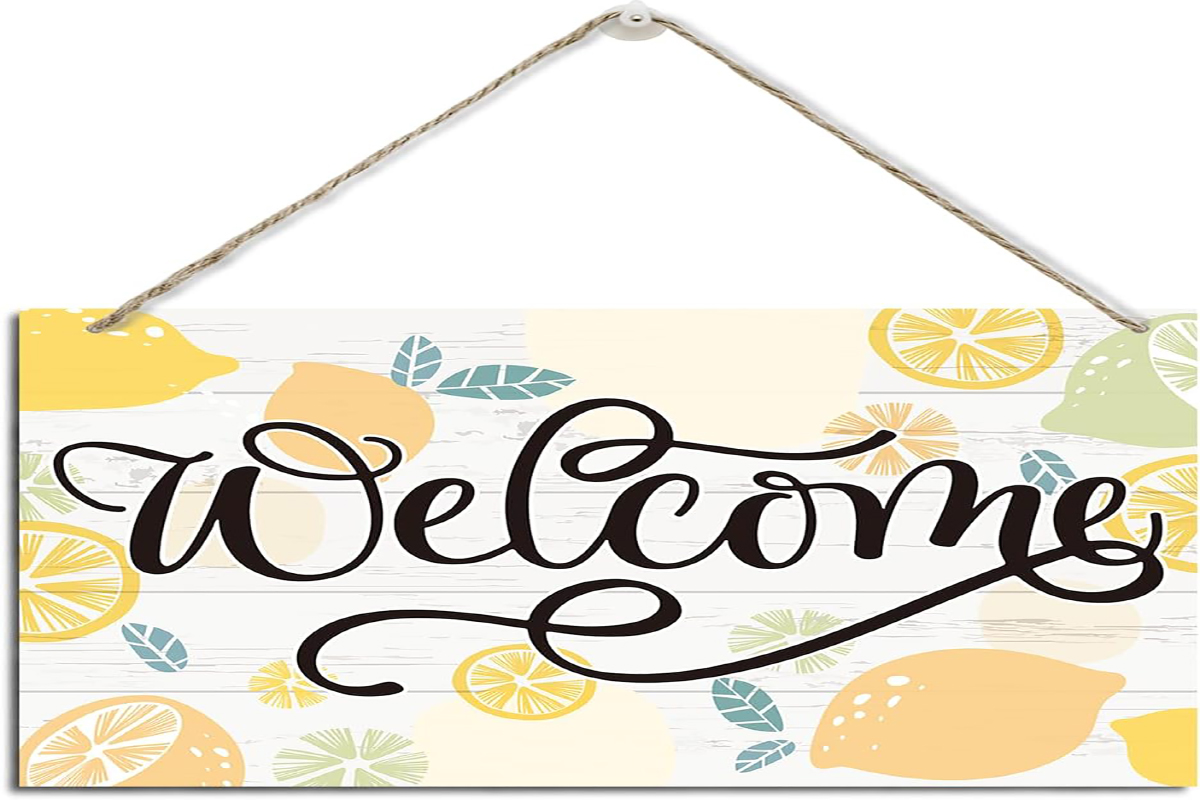 Wood Sign 6x12 Inch Welcome Sign Welcome Door Hanger Hanging Wood ...