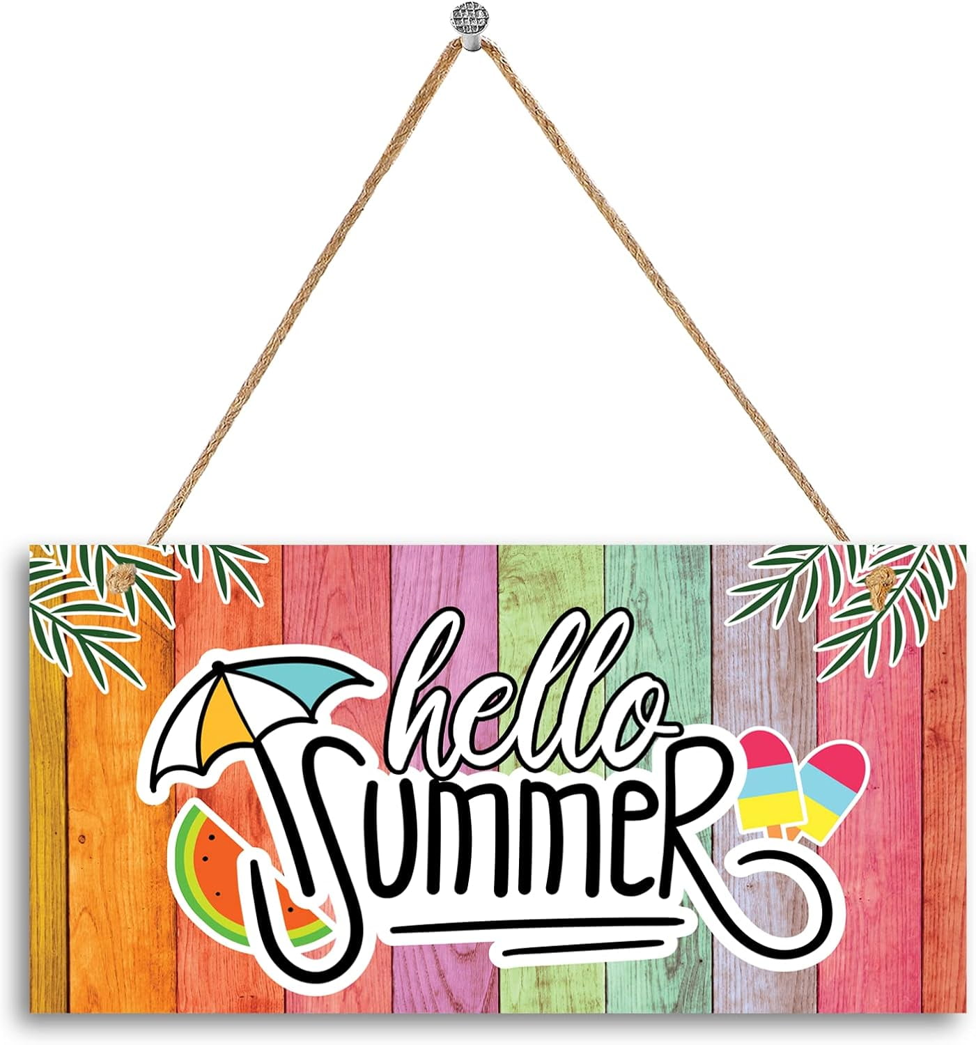 Wood Sign 6x12 Inch Welcome Summer Wood Signs Jute Rope Farmhouse ...