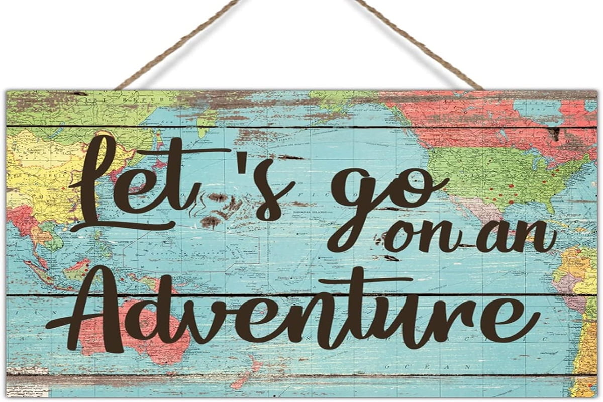 Wood Sign 6x12 Inch Wood Decor Sign Double Hemisphere Map Adventure ...