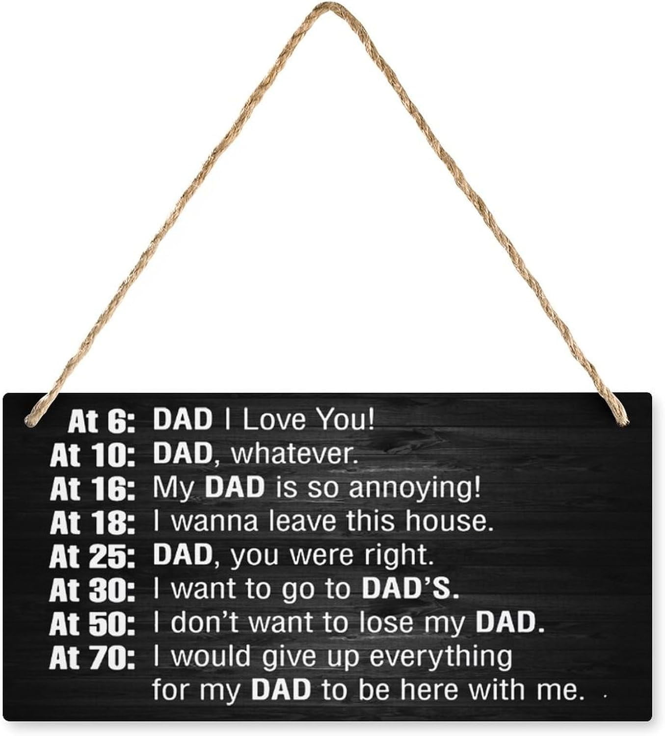 Wood Sign 6x12 Inch Wood Hanging Decor Sign At 6 Dad I Love You! At 10 ...