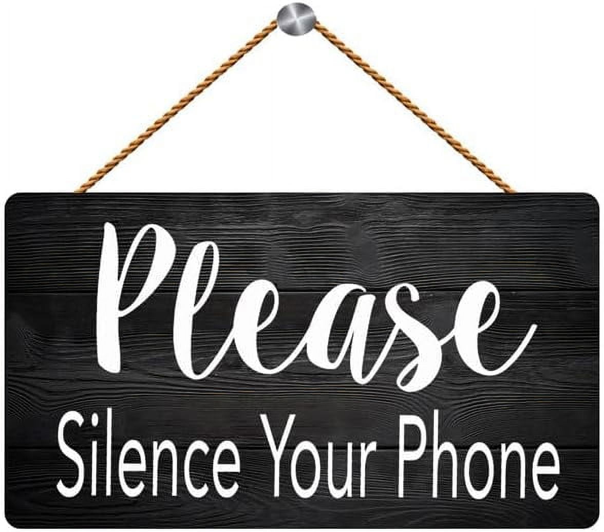 Wood Sign 6x12 Inch Wood Plaque Sign Wall Hanging Please Silence Your ...