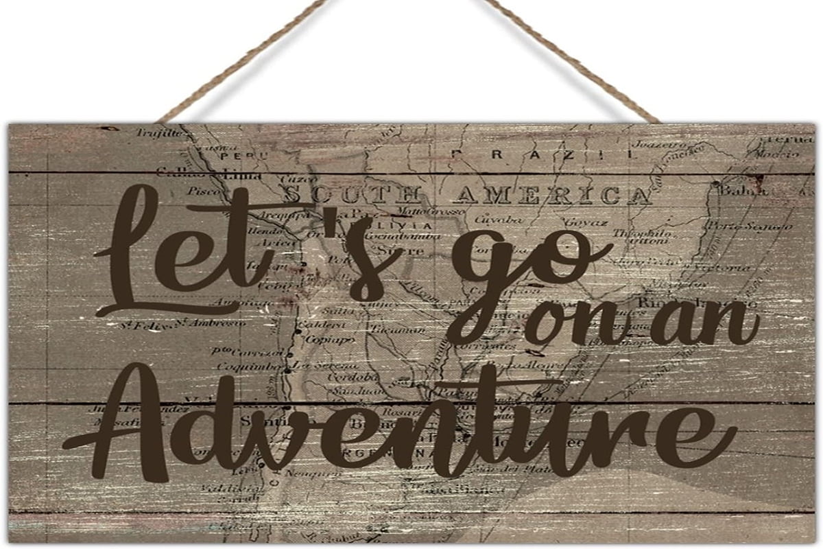 Wood Sign 6x12 Inch Wood Sign Antique Maps Of The World Wood Sign Let'S ...