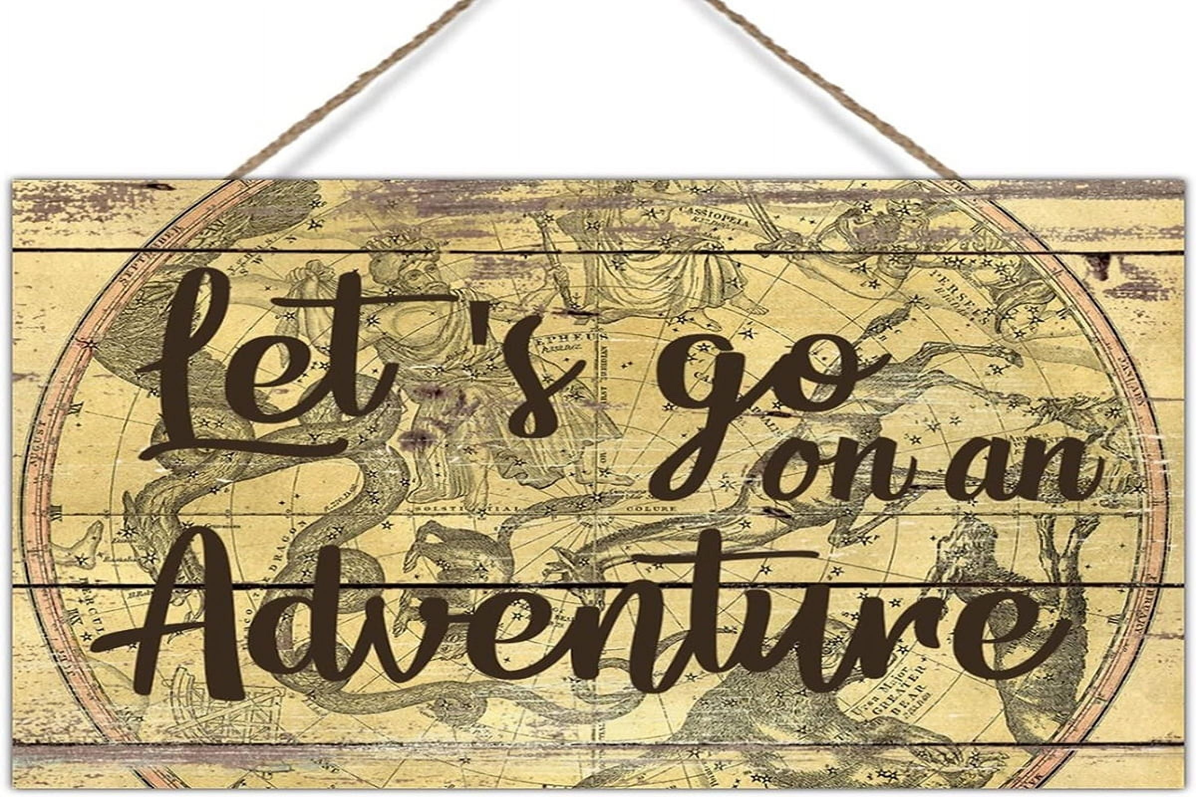 Wood Sign 6x12 Inch Wood Sign Antique World Maps Adventure Sign Plaque ...