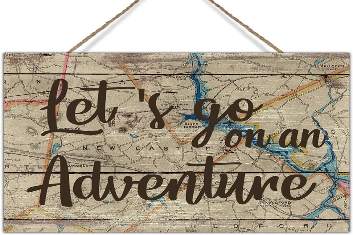 Wood Sign 6x12 Inch Wood Sign Antique World Maps Adventure Wood Plaque ...