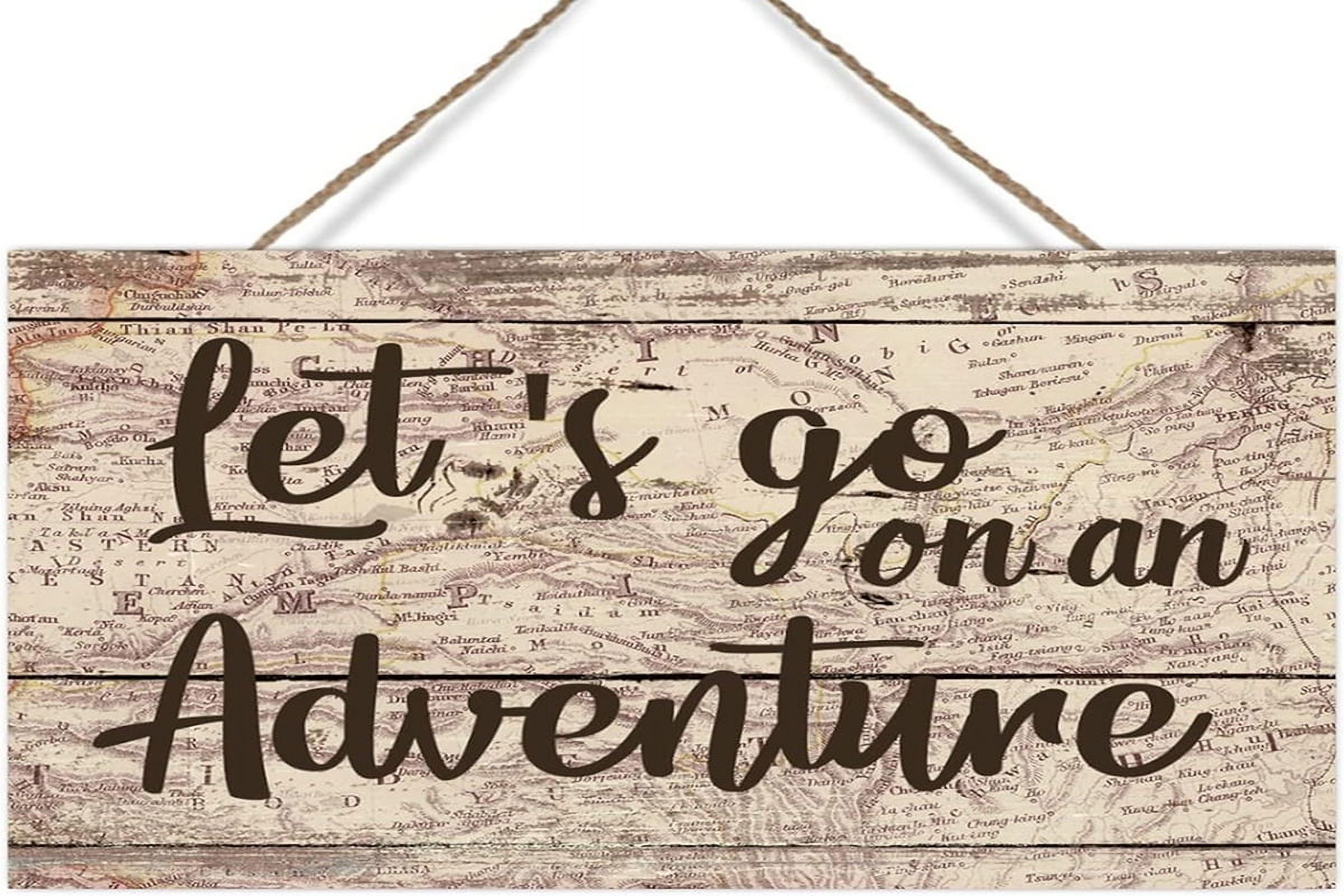 Wood Sign 6x12 Inch Wood Sign Vintage Adventure Old Map Travel Antique ...