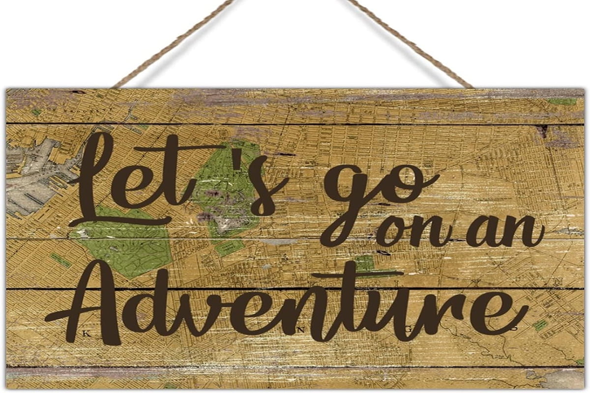 Wood Sign 6x12 Inch Wood Sign Vintage World Map Travel Theme Hanging ...