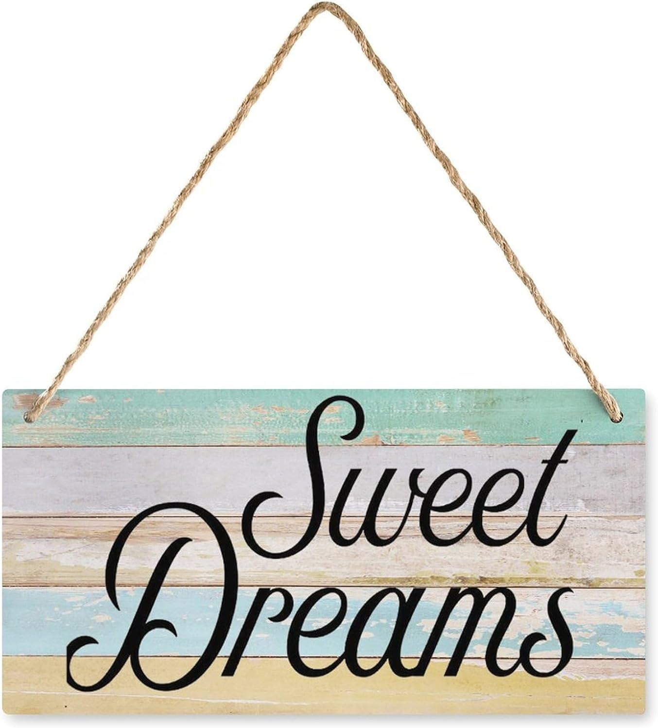 Wood Sign 6x12 Inch Wooden Hanging Sign Plaque Sweet Dreams Hanging ...