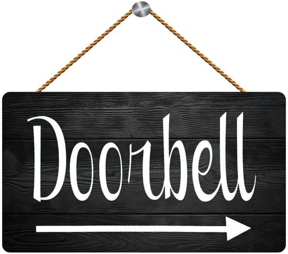 Wood Sign 6x12 Inch Wooden Signs For Front Door Doorbell Arrow Wood ...
