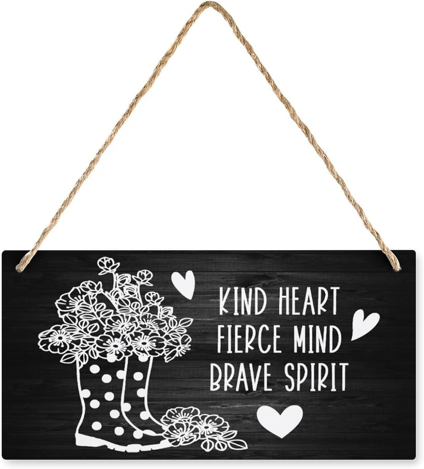 Wood Sign 6x12 Inch Wooden Signs For Front Door Outside Kind Heart ...