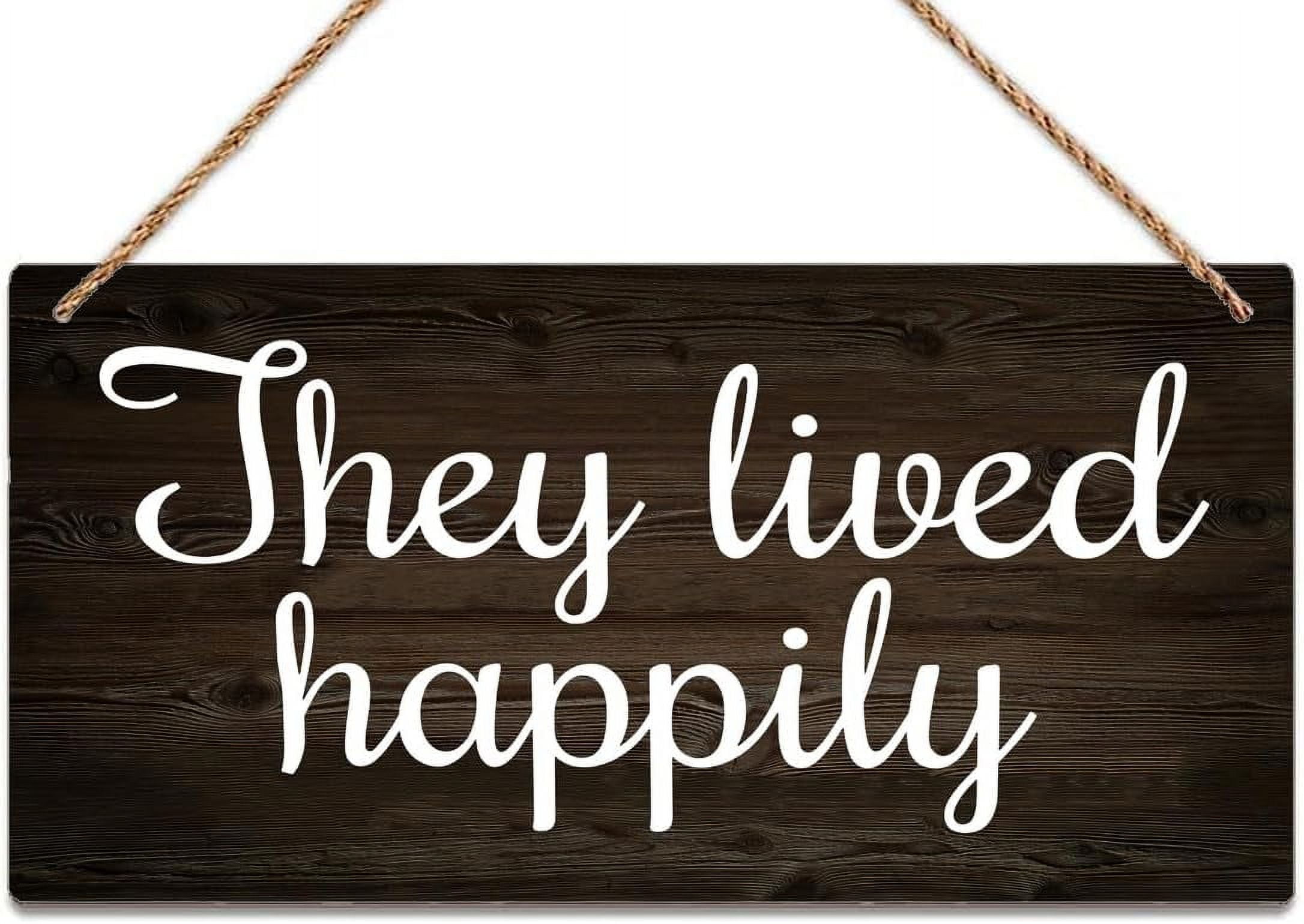 Wood Sign 6x12 Inch Wooden Signs Room Decorations They Lived Happily ...