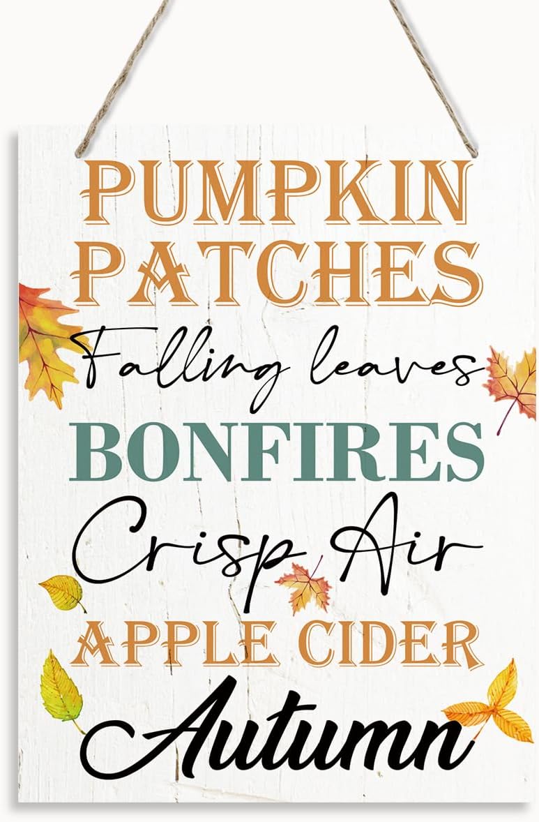 Wood Sign 8x10 Inch Autumn Pumpkin Patches Falling Leaves Bonfires ...