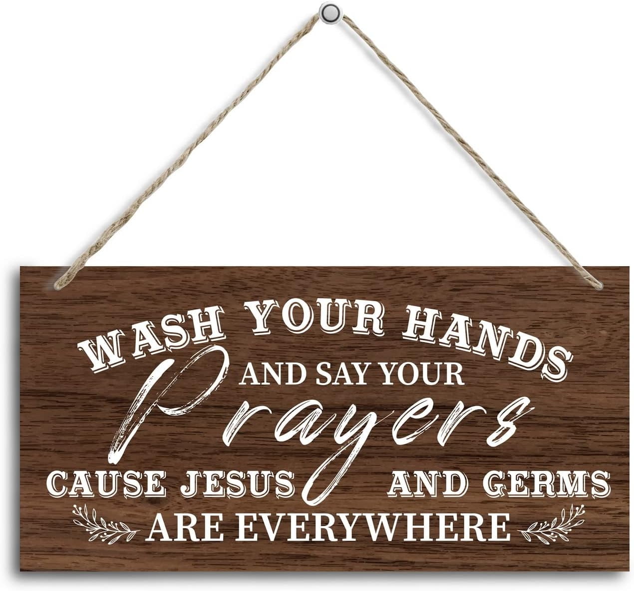 Wood Sign 5x10 Inch Bathroom Wood Decor Sign Wash Your Hands And Say ...