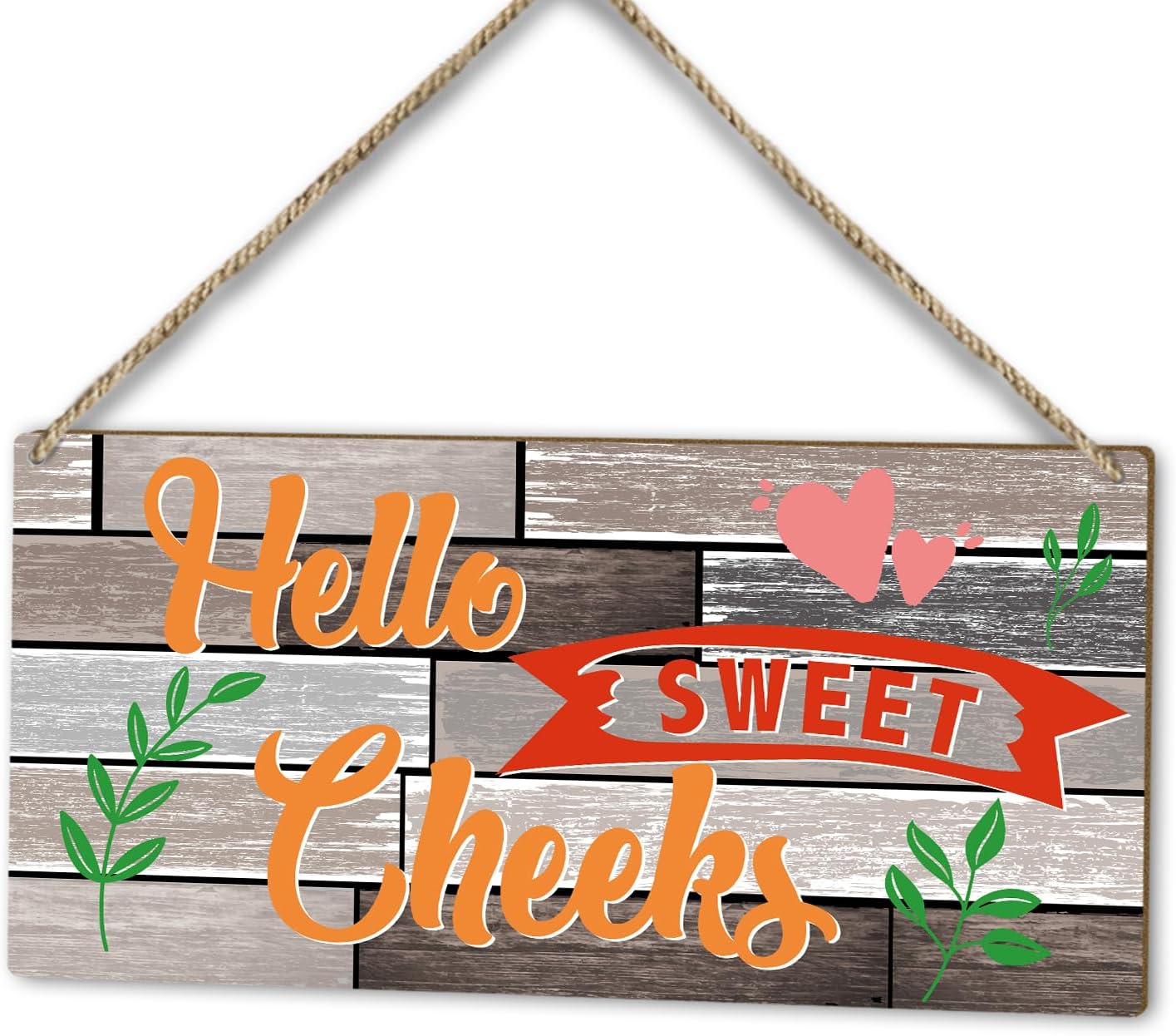 Wood Sign 5x10 Inch Bathroom Hello Sweet Cheeks Sign Wood Door Hanging ...