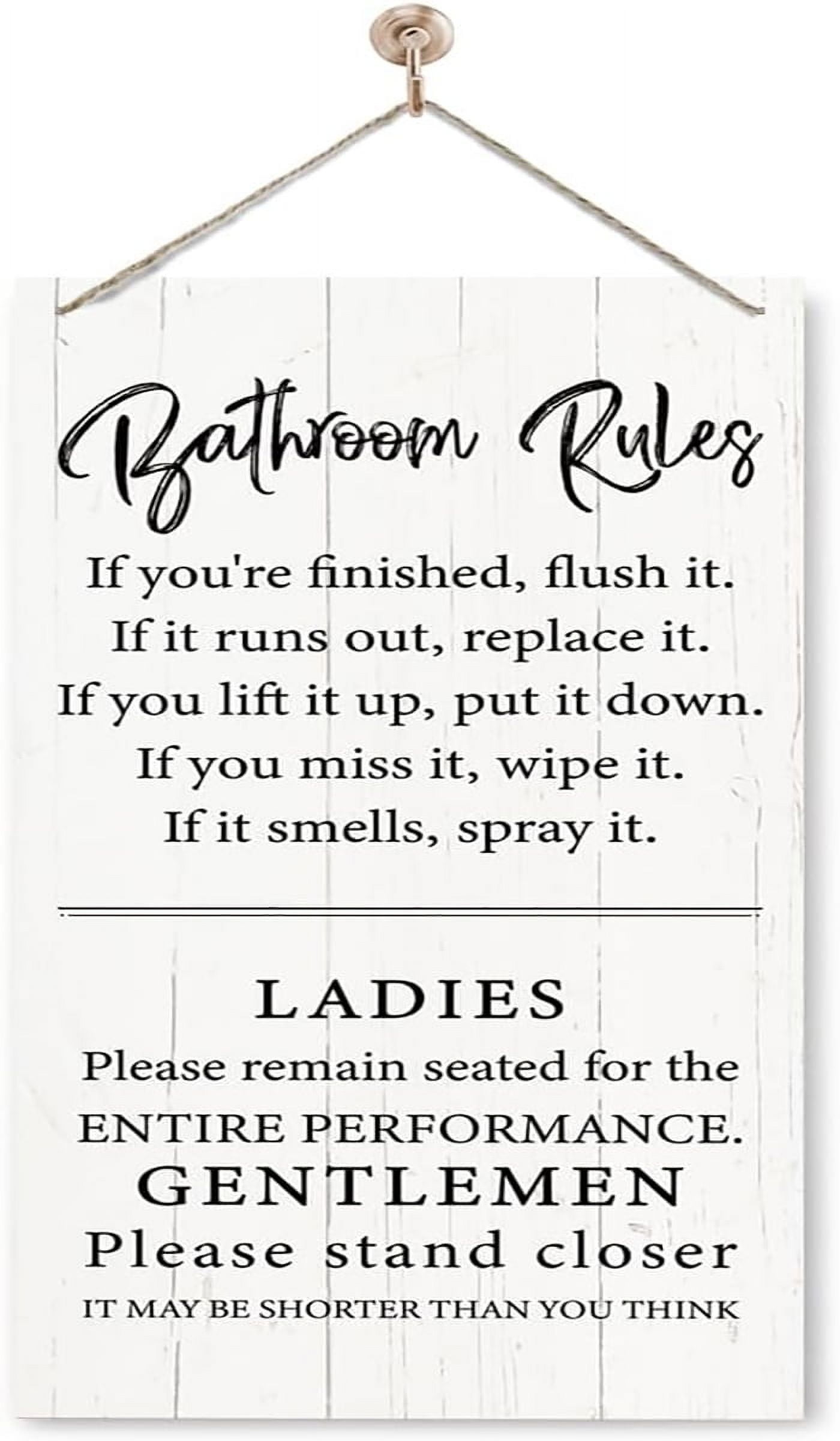 Wood Sign 8x10 Inch Bathroom Rules Sign Decorative Wooden Plaque Sign ...