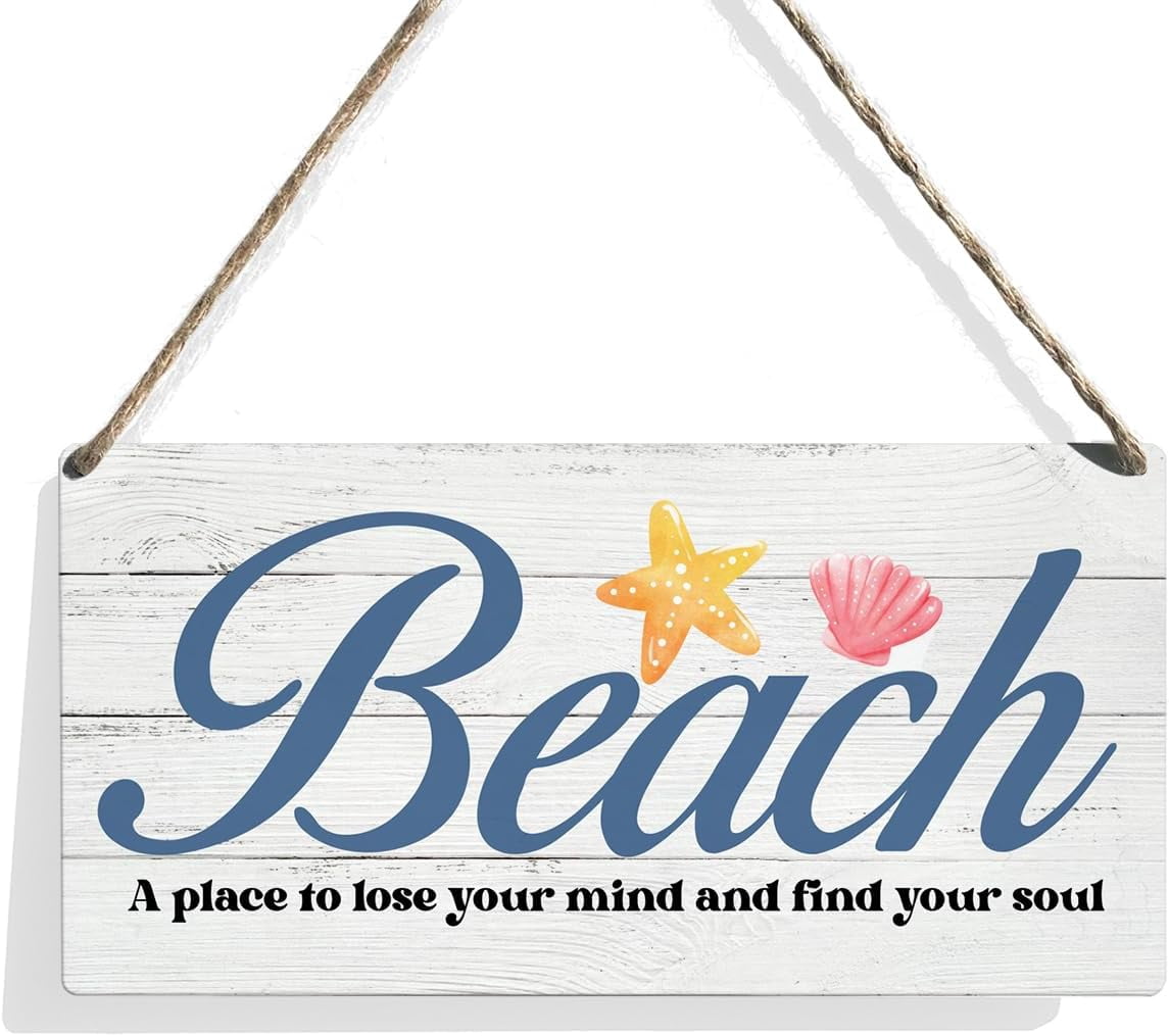 Wood Sign 5x10 Inch Beach Wooden Rustic Signs Home Wall Decor Country ...