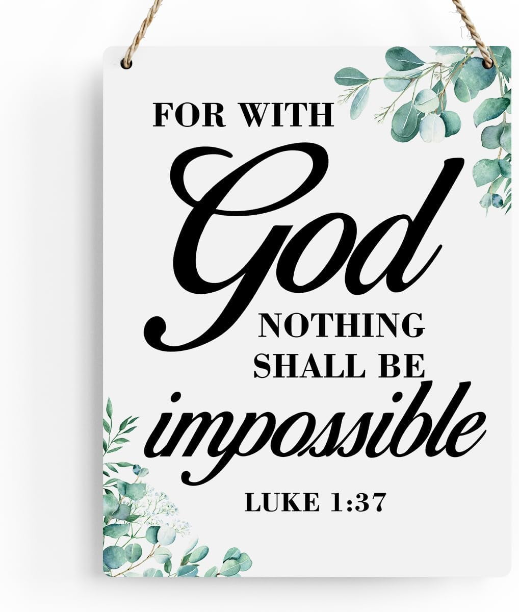 Wood Sign 8x10 Inch Bible Verse Inspirational Decor For With God ...