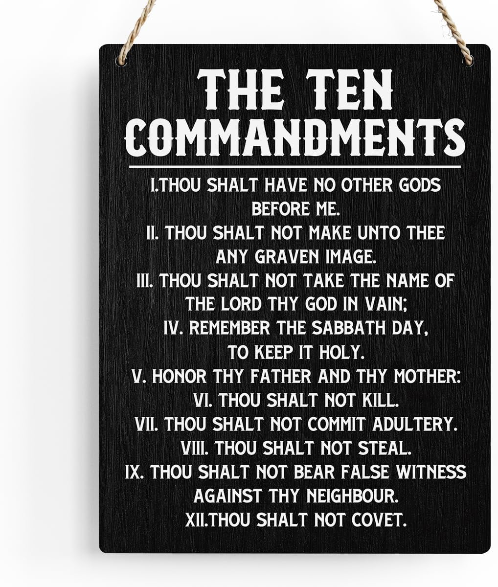 Wood Sign 8x10 Inch Bible Verses Ten Commandments Wall Decor Christian ...