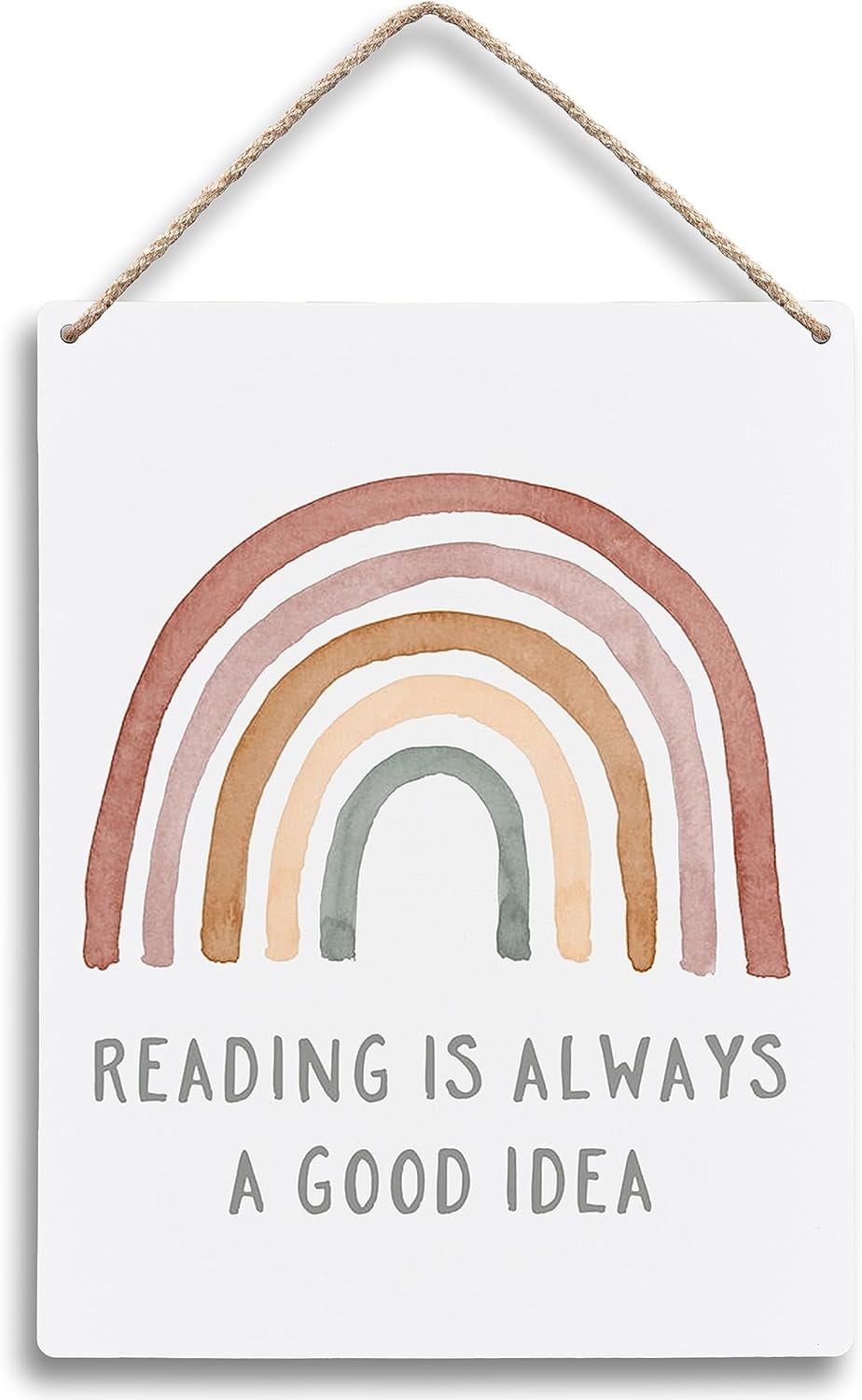 Wood Sign 8x10 Inch Boho Reading Is Always A Good Idea Rainbow Wooden ...