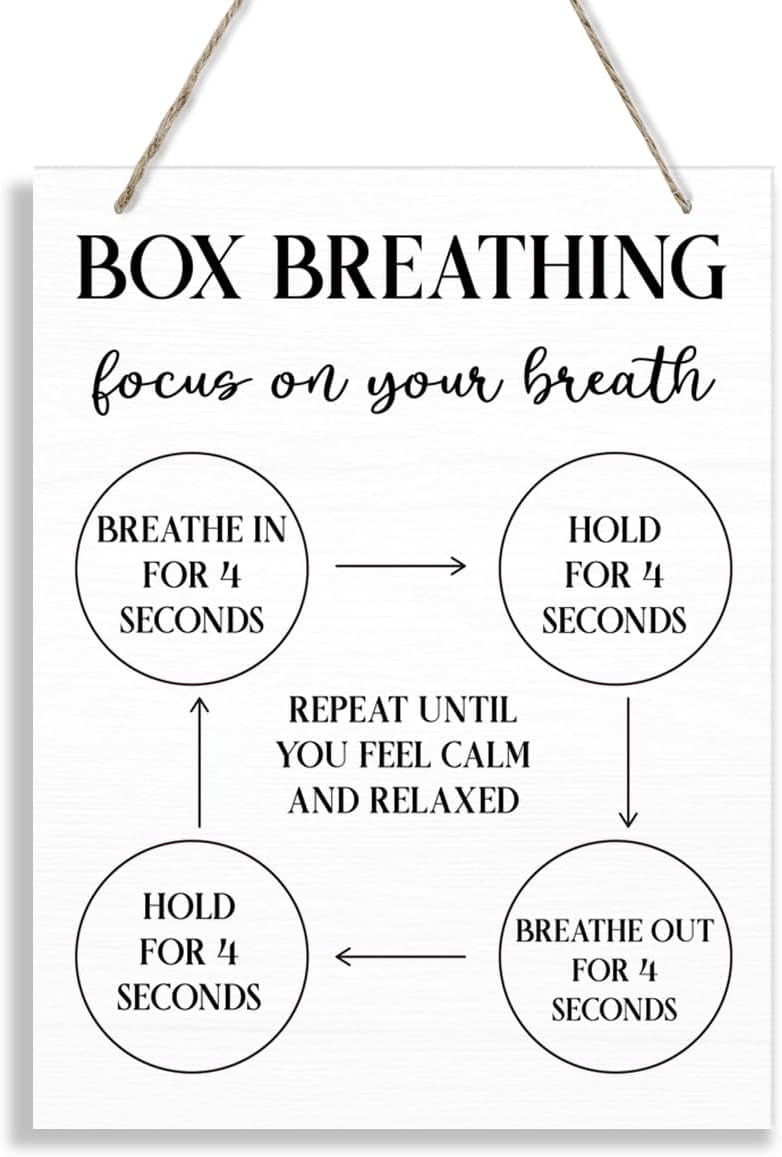 Wood Sign 8x10 Inch Box Breathing Sign Focus On Your Breath Sign ...