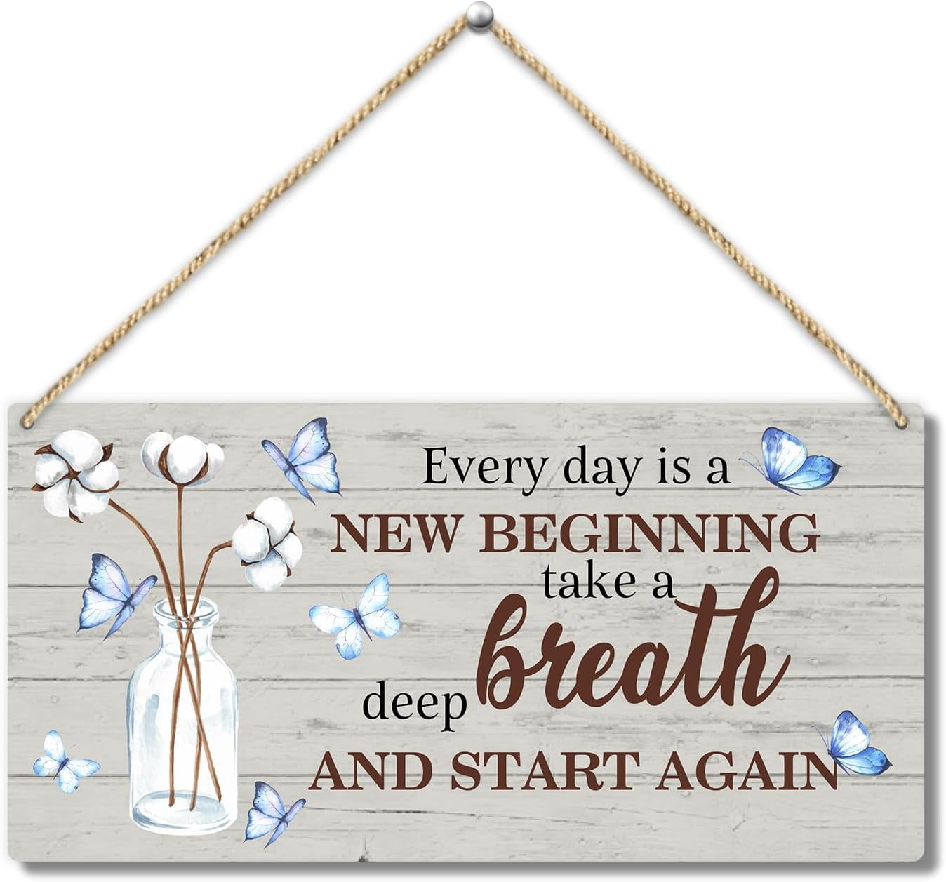 Wood Sign 5x10 Inch Butterfly Front Door Inspirational Wooden Hanging ...