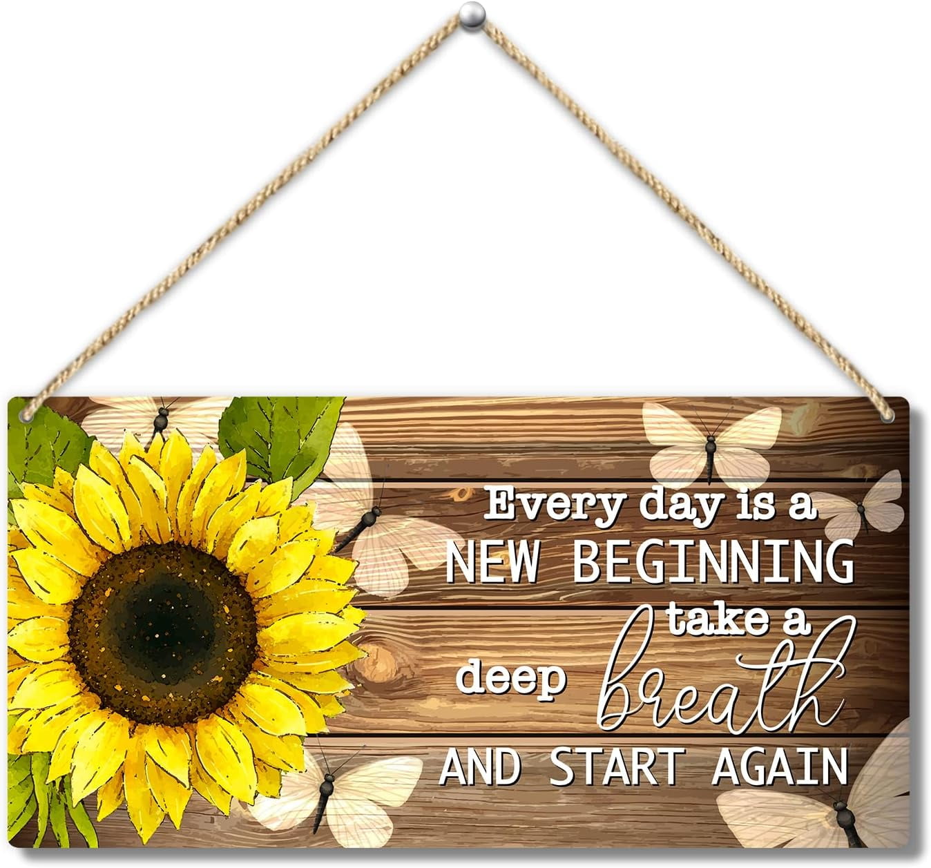 Wood Sign 5x10 Inch Butterfly Front Door Inspirational Wooden Hanging ...