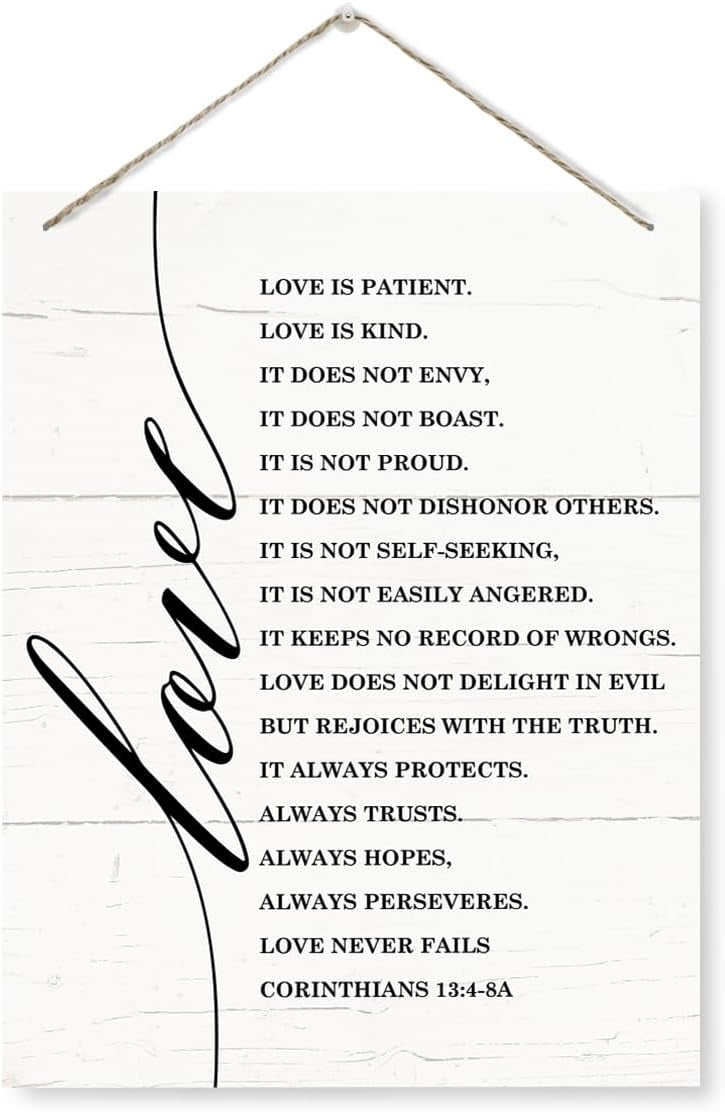 Wood Sign 8x10 Inch Christian Decor Love Is Patient Sign Rustic Hanging ...