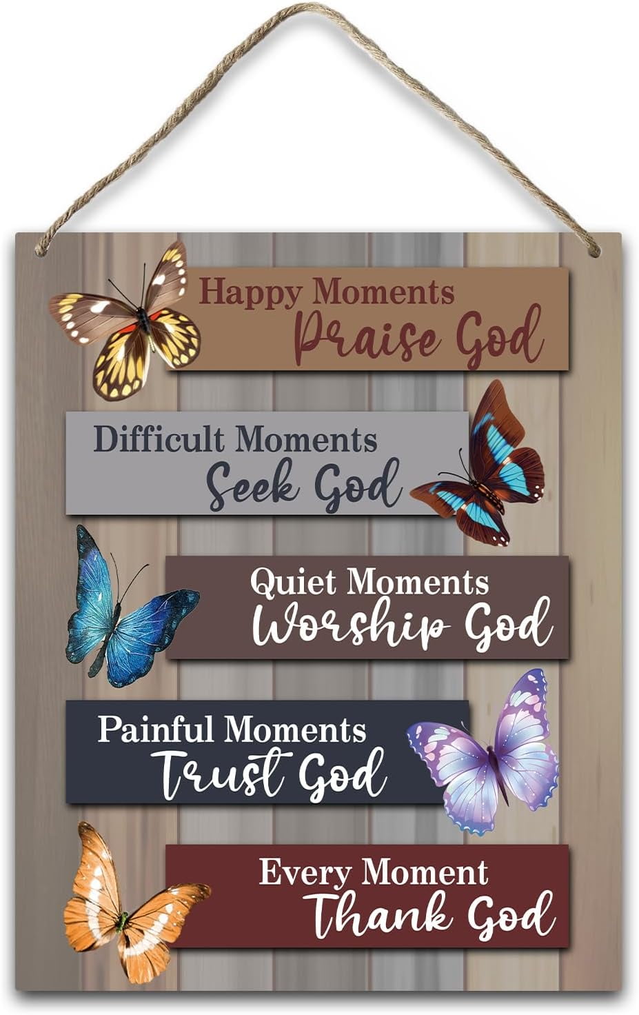 Wood Sign 8x10 Inch Christian Hanging Plaque With Rope Home Wall Decor ...