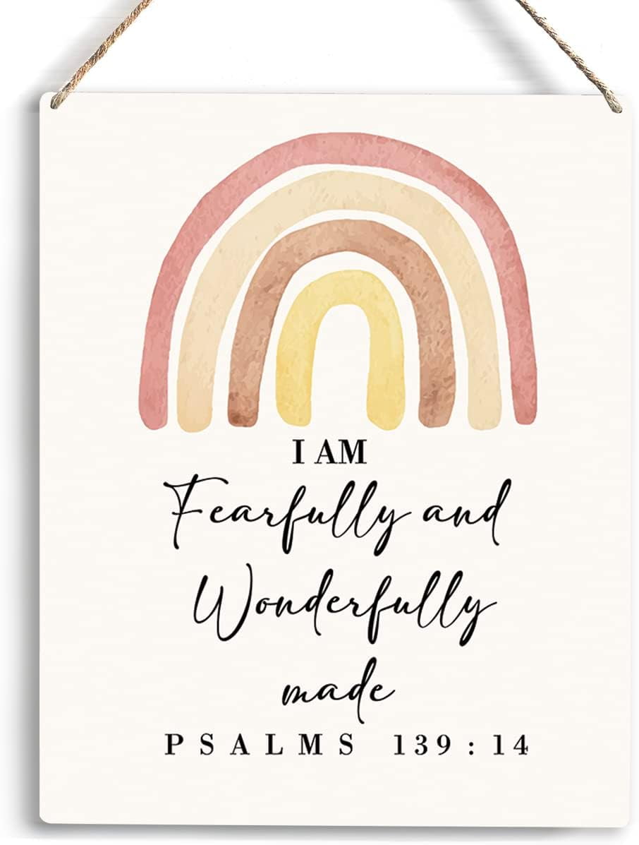 Wood Sign 8x10 Inch Christian Wall Art I Am Fearfully And Wonderfully ...