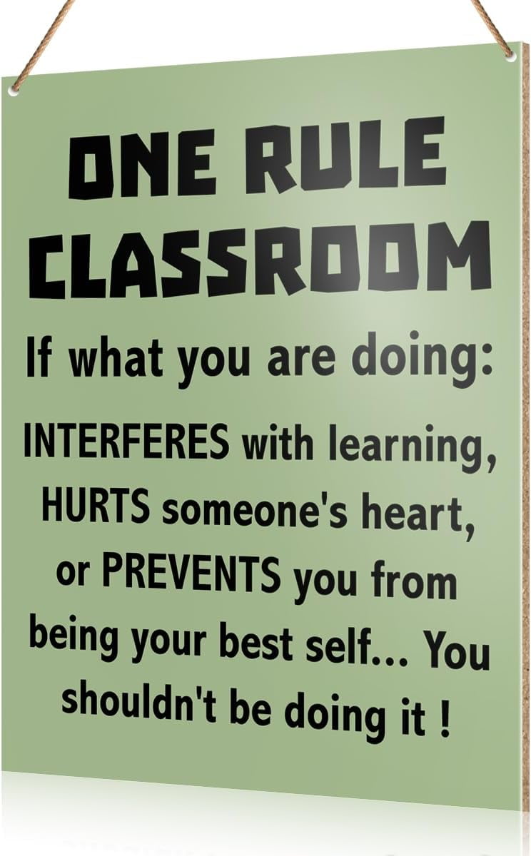 Wood Sign 8x10 Inch Classroom Wall Sign Hanging Decor One Rule ...
