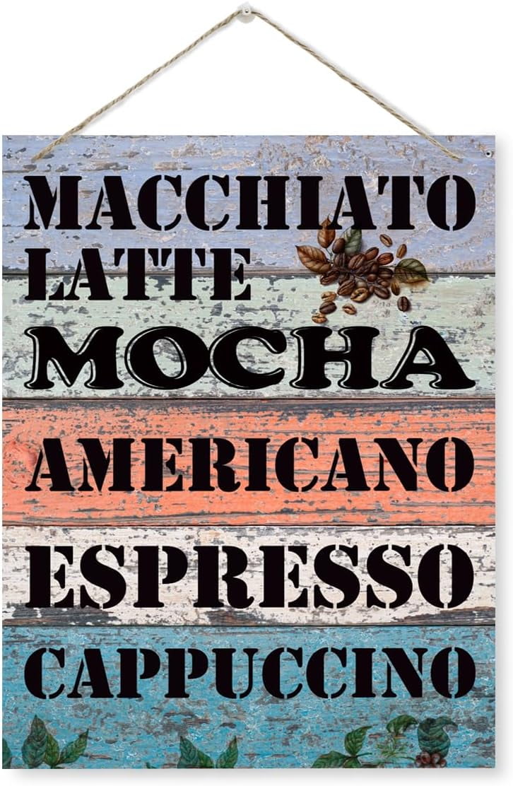 Wood Sign 8x10 Inch Coffee Decor Coffee Americano Espresso Cappuccino ...