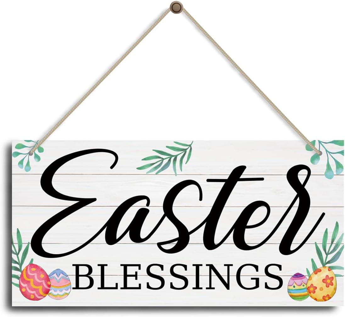 Wood Sign 5x10 Inch Easter Decor Sign Hanging Wood With Rope Easter ...