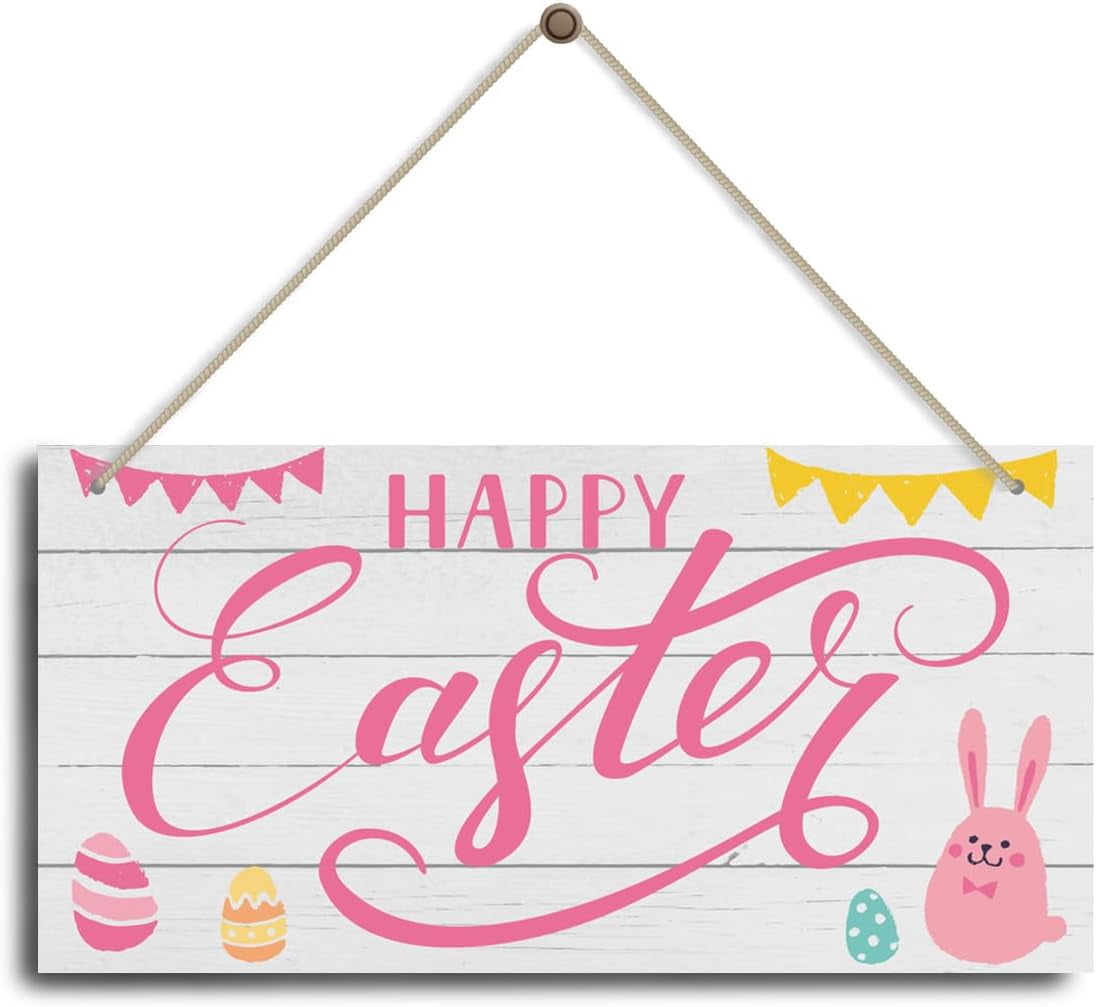 Wood Sign 5x10 Inch Easter Decor Sign Happy Easter Wood Sign Hanging ...