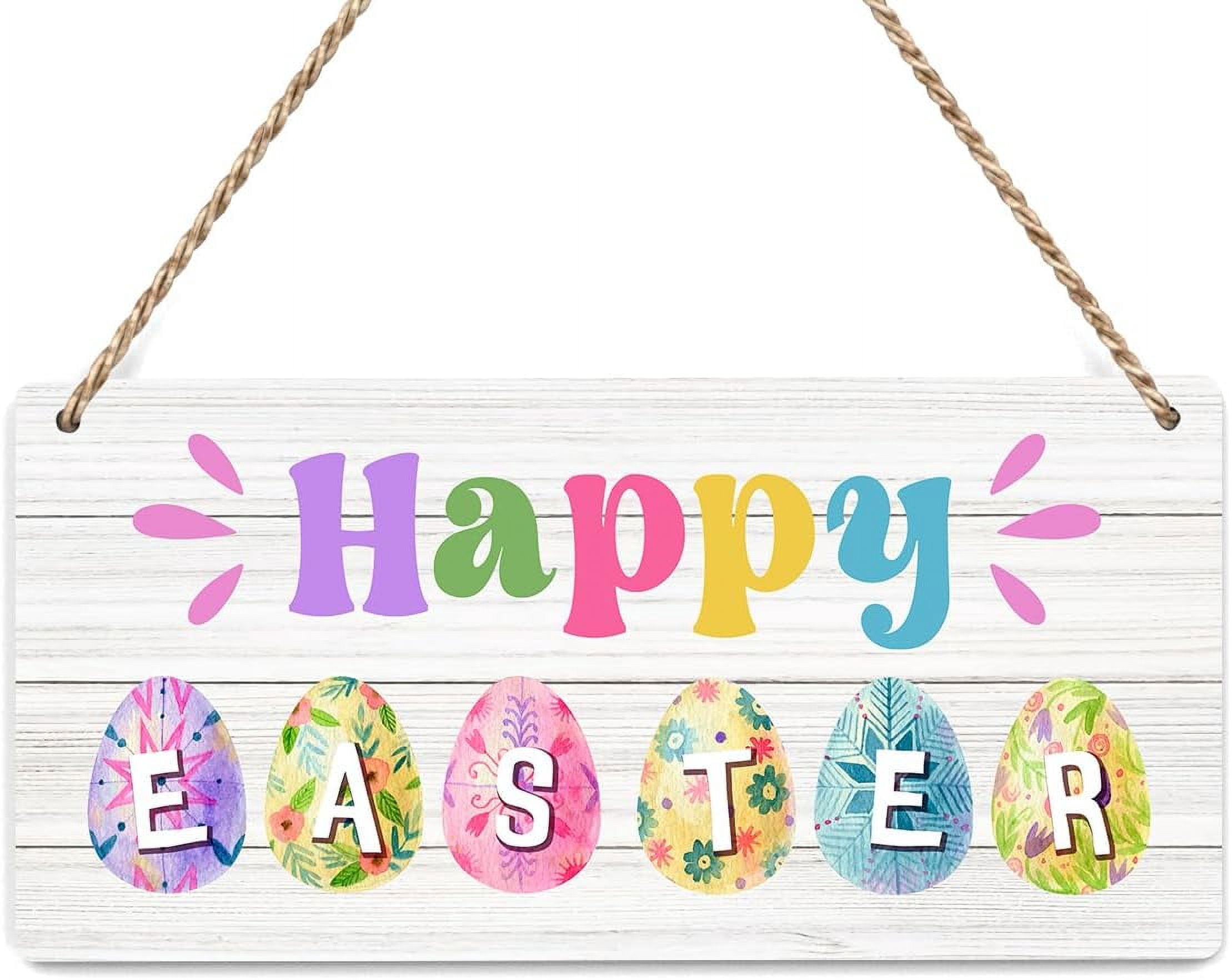Wood Sign 5x10 Inch Easter Decorations Door Sign For Home Happy Easter ...